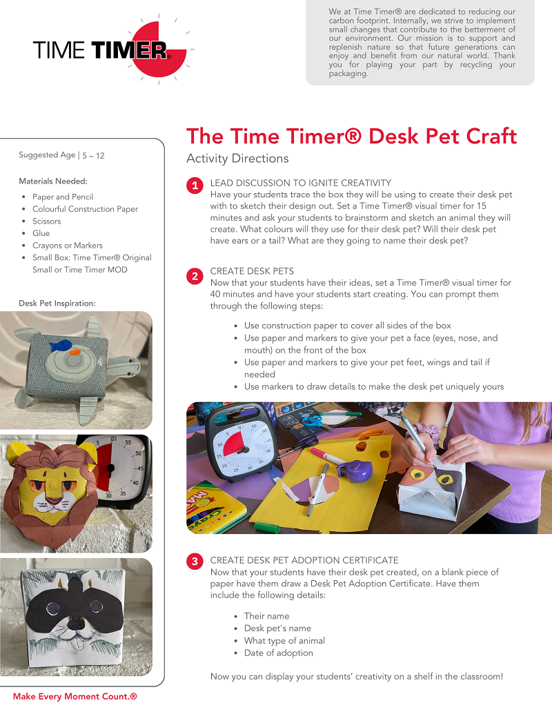 Activity Guide Desk Pet Craft - TimeTimer